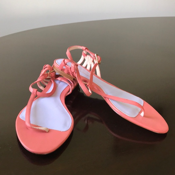 Delman | Shoes | Salmon Pink Strappy Size 7m Delman Thong Sandals ...